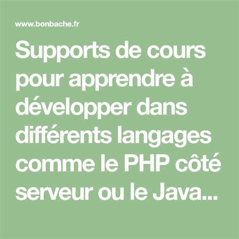 supports de cours pour apprendre à développer dans différents langages