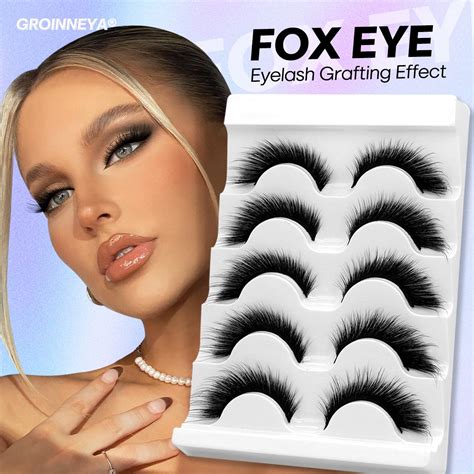 Groinneya Cat Eye Lashes Faux Mink Eyelashes Natural Long Full Strip