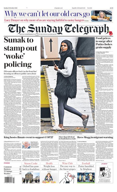 Sunday Telegraph Front Page 30th Of October 2022 Tomorrows Papers Today