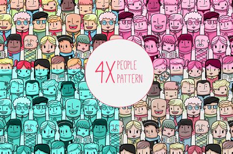 seamless people pattern 2 custom designed graphic patterns ~ creative