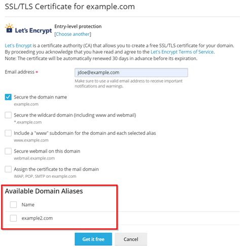 unable to install let s encrypt certificate for a domain and alias