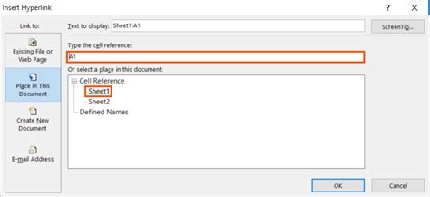 how to create a hyperlink to a specific location in a workbook sage