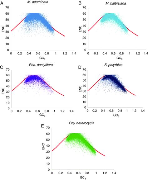 Relationship Between Gc 3 And Effective Numbers Of Codon Enc Plot For