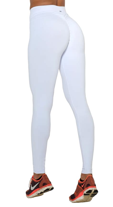 Brazilian Workout Legging Scrunch Booty Lift Compression White Women