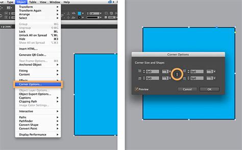 how to round the corners of a square rectangle or frame in indesign