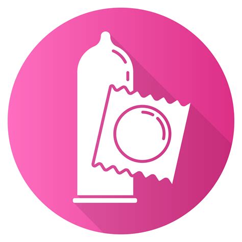 Condón Rosa Diseño Plano Larga Sombra Glifo Icono Anticonceptivo
