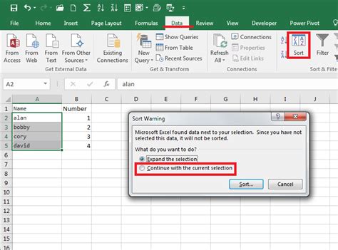 office 365 excel sort my data has headers grayed out