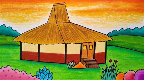 Cara Menggambar Dan Mewarnai Rumah Adat Menggambar Rumah Adat Flores