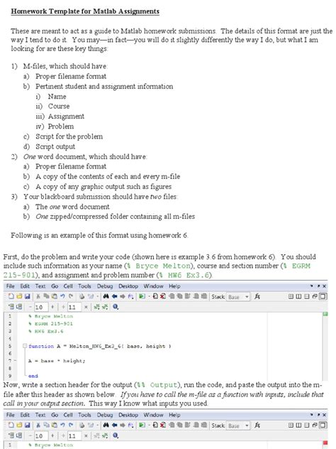 template for matlab assignments file format matlab