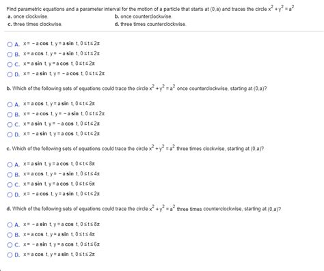 solved find parametric equations and a parameter interval