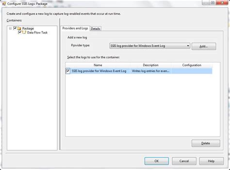 logging in ssis windows event log provider msbi guide