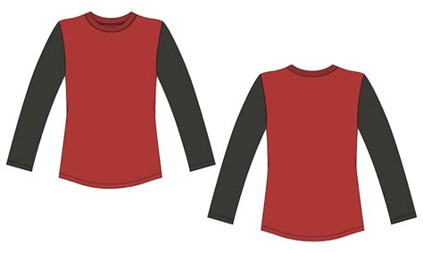 Premium Vector Two Tone Color Long Sleeve T Shirt Technical Flat