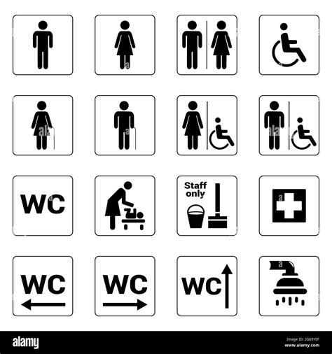 Toilet Signs Set Of Vector Toilet Symbols Icons Wc Pictogram Black