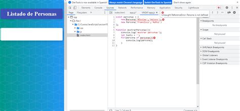 html5 uncaught referenceerror persona is not defined en javascript