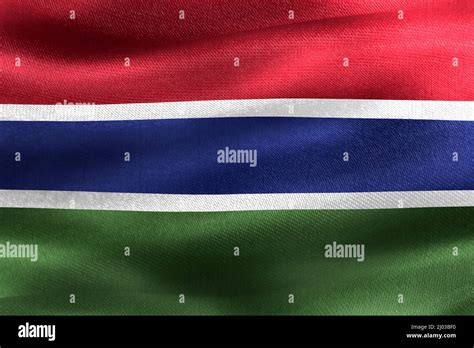 3d Rendering Flag Of Gambia With Realistic Waving Fabric Surface Stock