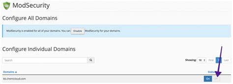 how to disable modsecurity in cpanel