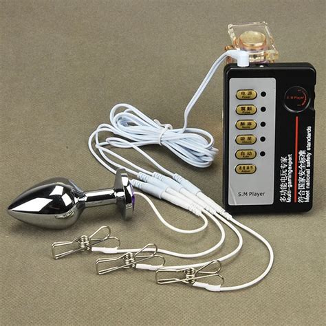 Electric Shock Toys With 3 Nipple Clips Butt Stainless Steel Plug