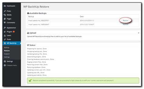 how to manually restore your wordpress database wpbackitup support