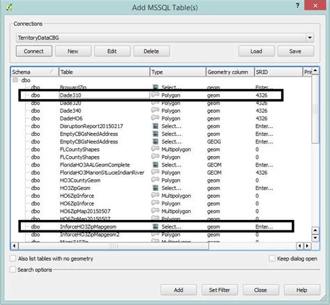 data can t import certain tables from sql server to qgis