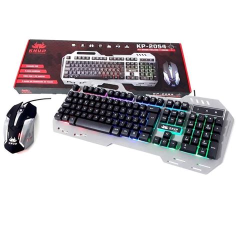 Kit Gamer Teclado Semi Mecanico E Mouse Led Usb Knup Kp 2054 Submarino