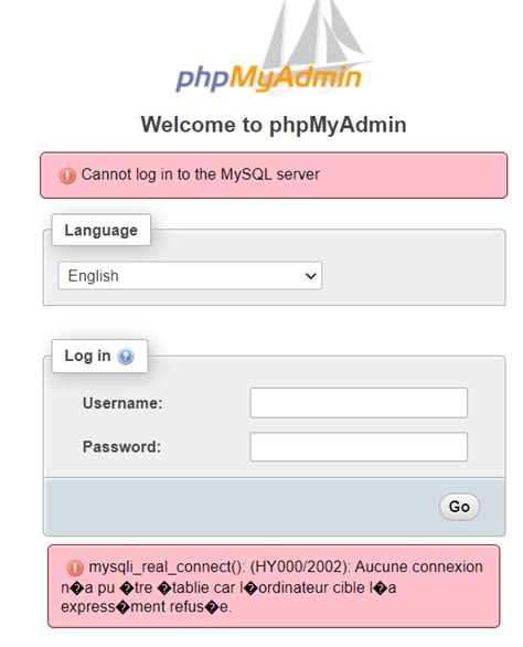 windows cannot log in to the mysql server the target computer