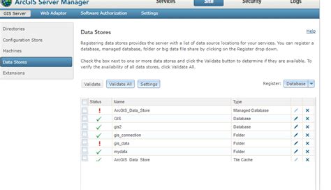 solved couldn t validate arcgis data store managed databs esri