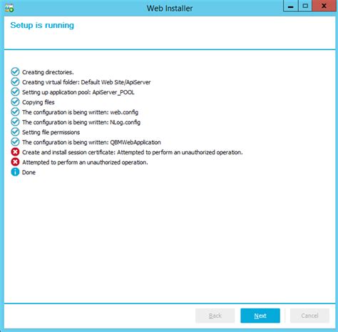 web application installation error attempted to perform an