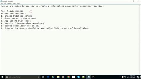 how to create informatica powercenter repository service for