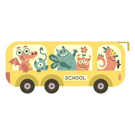 Monsters School Bus Semi Flat Png And Svg Design For T Shirts