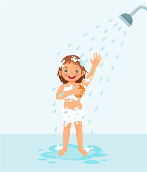 Girl Taking A Shower Clipart