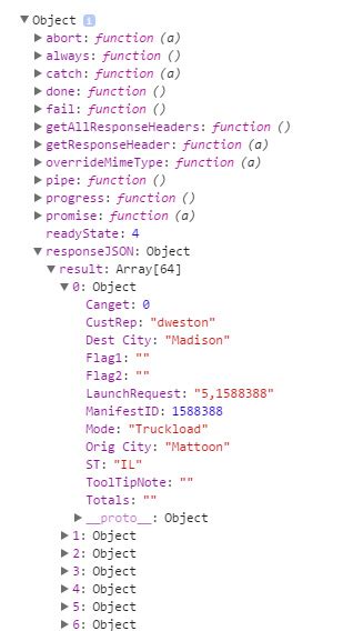 javascript digging through json structure jquery