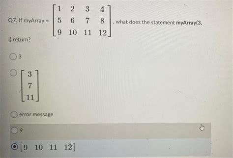 solved 1 2 3 co 4 q7 if myarray 5 6 7 8 what does the