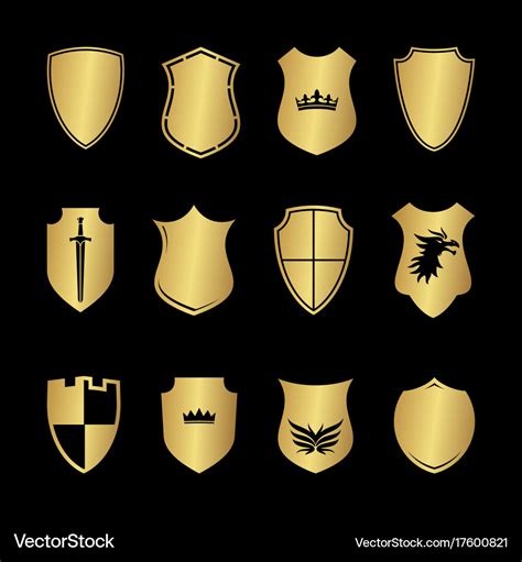 Heraldry Medieval Shield Shapes Set Royalty Free Vector