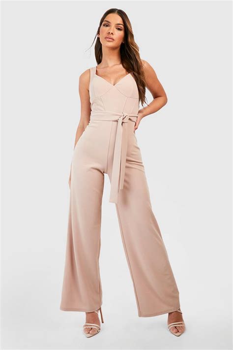 Corset Belted Wide Leg Jumpsuit Boohoo Uk