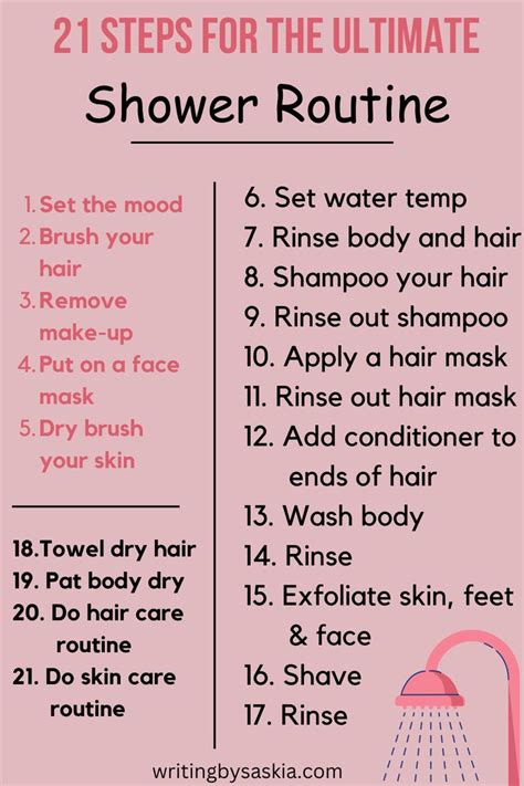 Self Care Shower Routine Steps [ Free Printable Inside] Shower