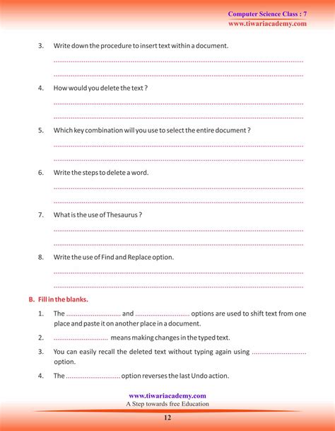 class 7 computer science chapter 2 editing text in microsoft word