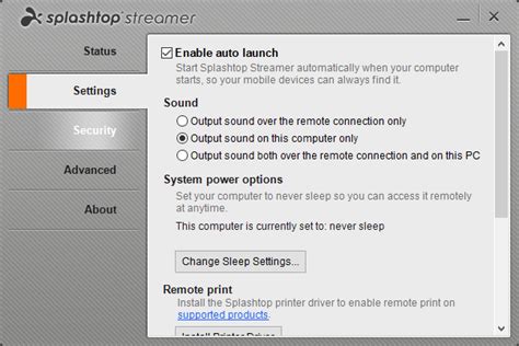 splashtop streamer settings splashtop on prem support