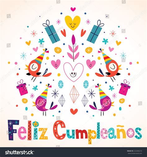 Feliz Cumpleanos Happy Birthday Spanish Card 스톡 벡터 로열티 프리 222406210