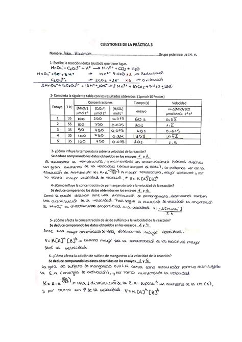 Ejercicios De Practicas De Laboratorio Sobre Reacciones Redox