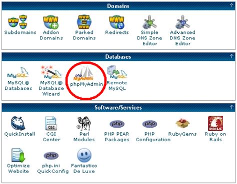 how to repair mysql databases using phpmyadmin from control panel