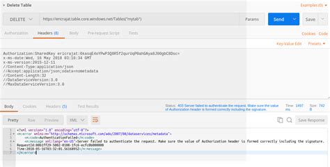 node js azure delete table using azure rest api do not