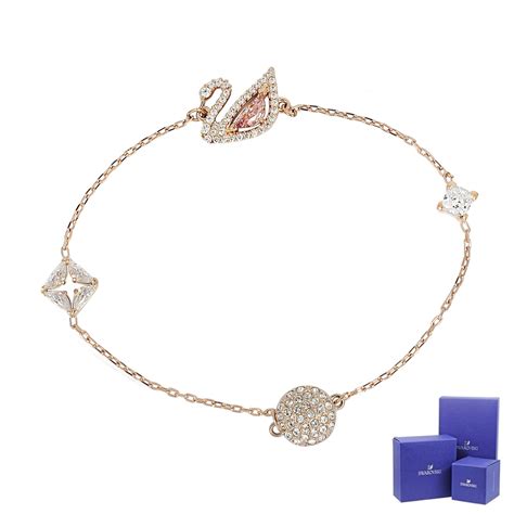 Swarovski 施華洛世奇 Dazzling Swan 璀燦粉水晶天鵝造型玫瑰金磁扣手鍊手環 手鍊 手環 其他 Yahoo奇摩購物中心