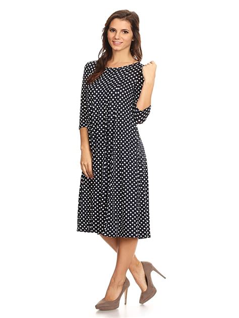 Womens Casual Basic Comfy 3 4 Sleeve Flare A Line Midi Long Maxi Dress