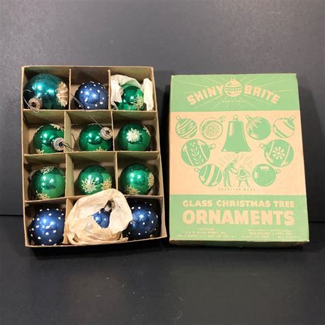 Lot37 Vintage Shiny Brite Glass Ornaments W Box