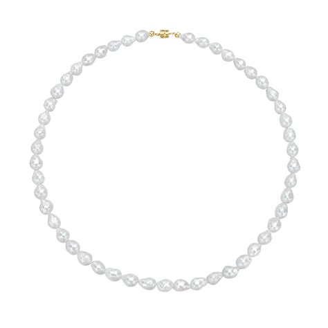 Antibes Minimalist White Baroque Freshwater Pearl Unisex Necklace ~ Go