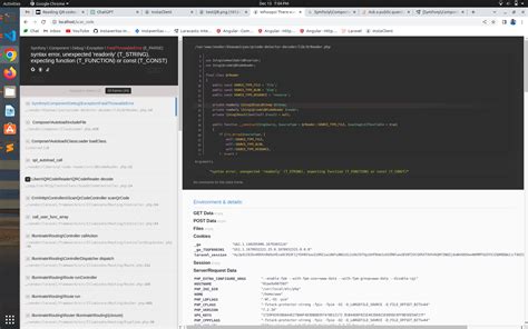 laravel syntax error unexpected readonly t string expecting