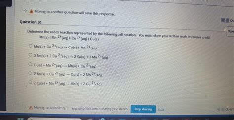 Solved Determine The Redox Reaction Represented By The