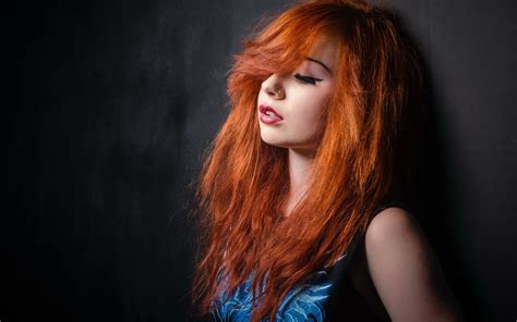 Women Piercing Model Face Lipstick Portrait Pierced Nose Redhead