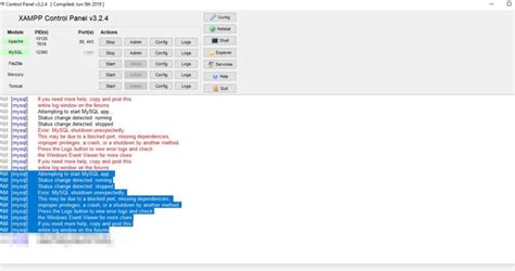 [fix] error mysql shutdown unexpectedly in xampp
