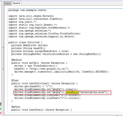 selenium by arun 317 view the source code generated by